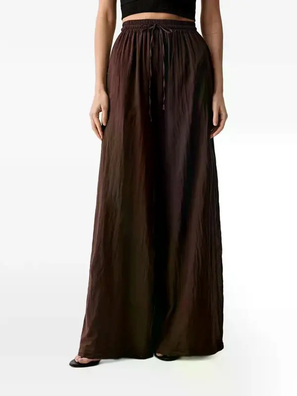 VICOLO Drawstring-waist Palazzo Pants - Brown