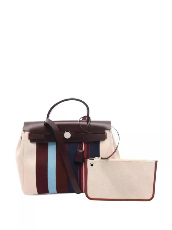 Hermès 2024 H Équipage Rayures Laquered Herbag Zip 31 Satchel