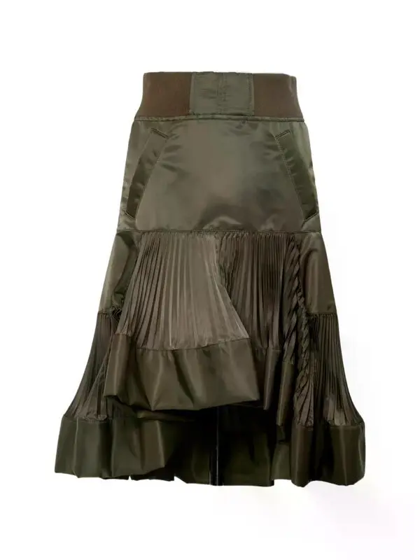 Sacai Pleated Panelled Maxi Skirt - Green
