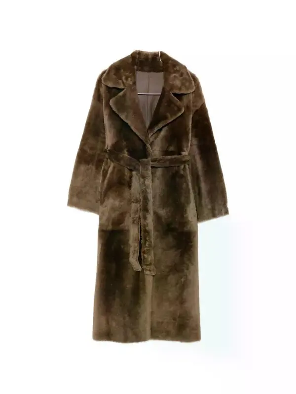 ARMA Belted Shearling Coat - Brown