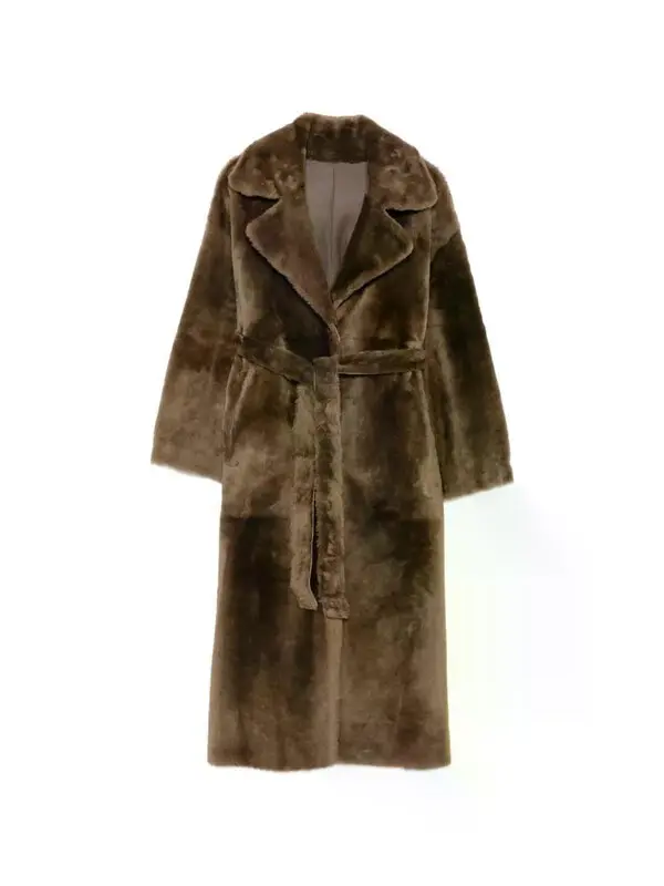 ARMA Belted Shearling Coat - Brown