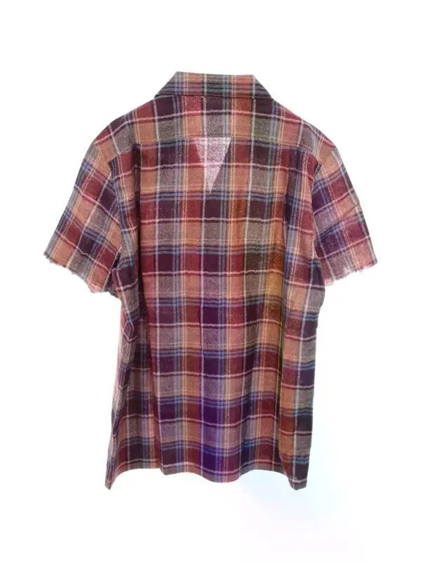 Saint Laurent Embroidered-logo Plaid Shirt - Red