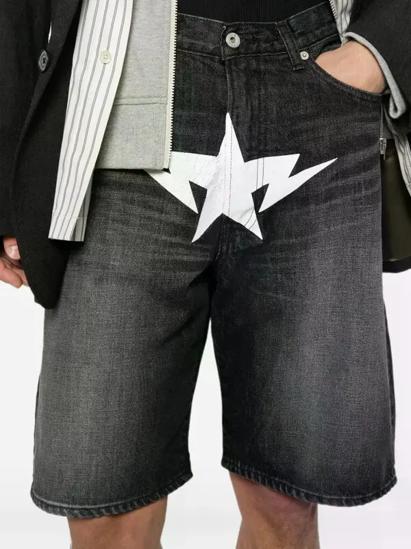 A BATHING APE Star-print Denim Shorts