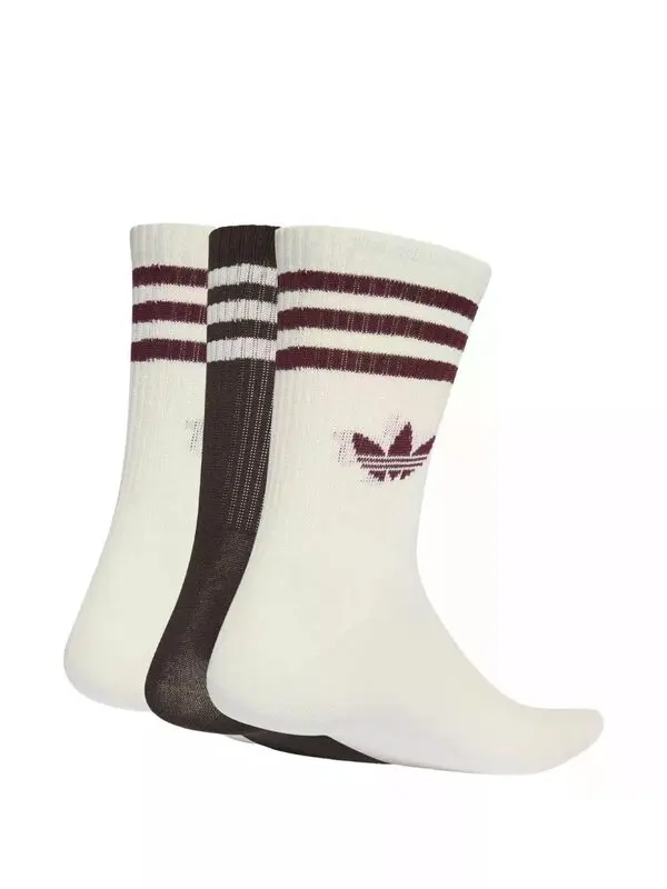 Adidas Logo-embroidered Striped Socks - Neutrals