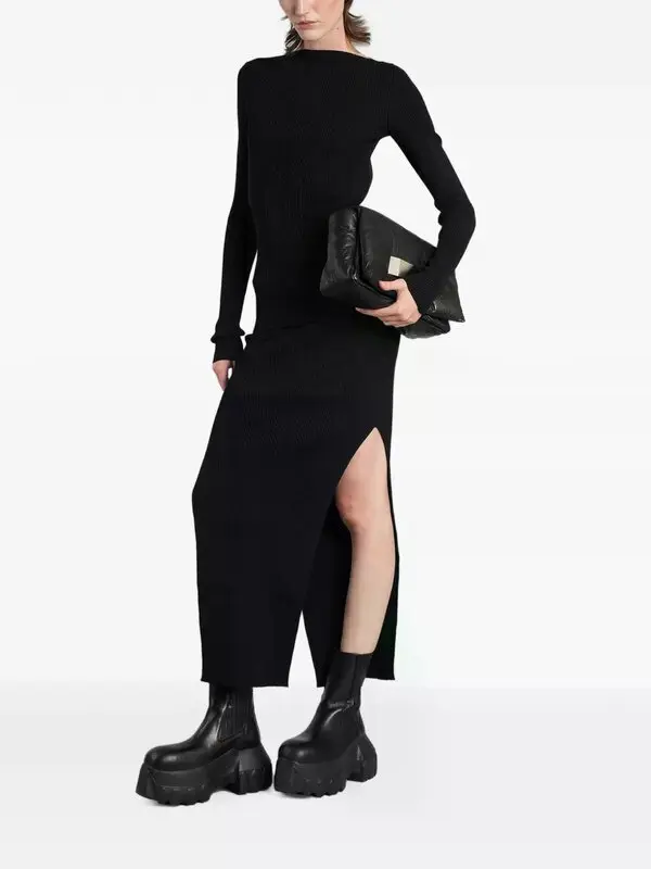 Rick Owens Ribbed Side-slit Maxi Skirt