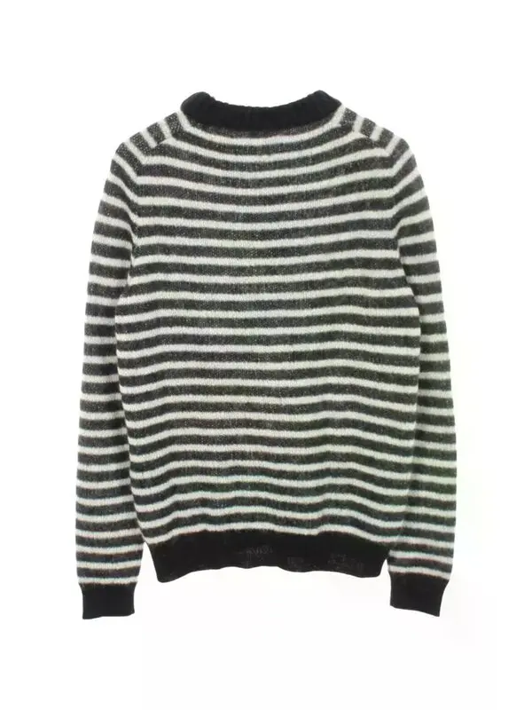 Saint Laurent Striped Crew-neck Sweater - Black