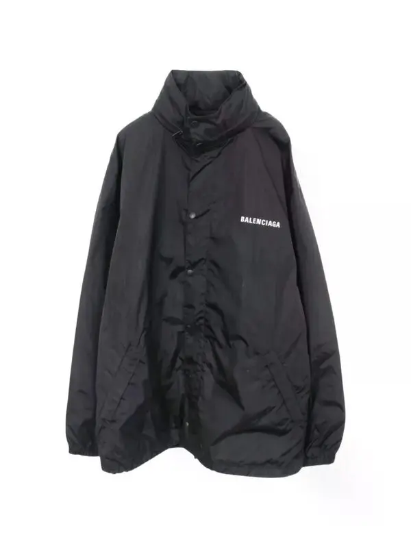 Balenciaga 2000s Logo-print Hooded Jacket - Black