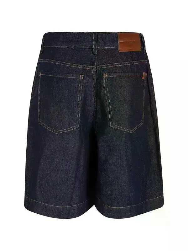 Max Mara Contrast-stitch Logo-patch Shorts - Blue