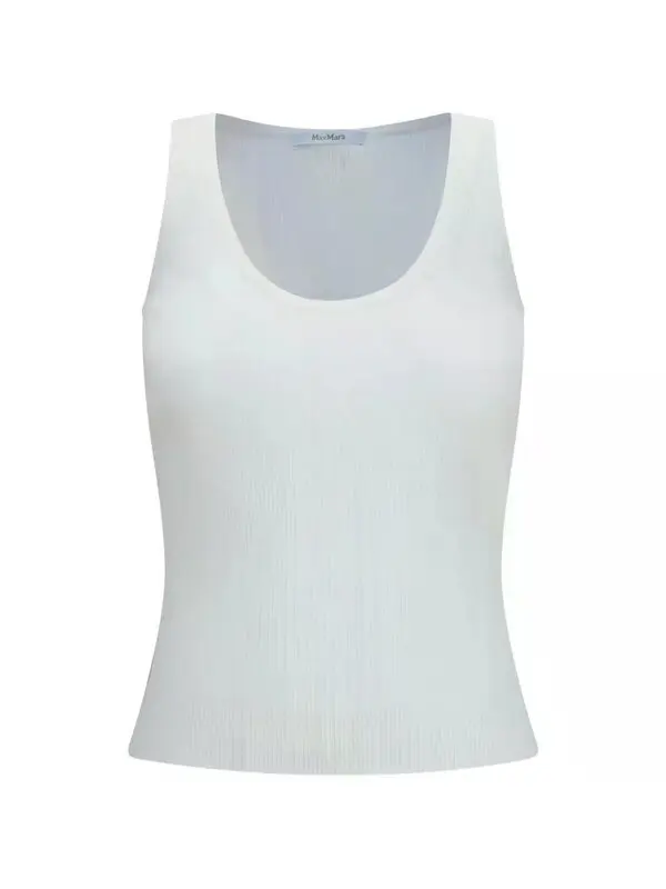 Max Mara Ribbed-knit Scoop-neck Tank Top - White