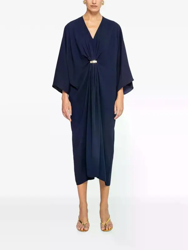 NISSA Oversized V-neck Maxi Dress With Metallic Detail