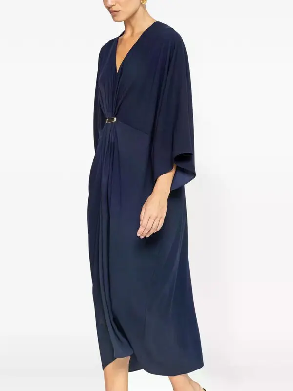 NISSA Oversized V-neck Maxi Dress With Metallic Detail
