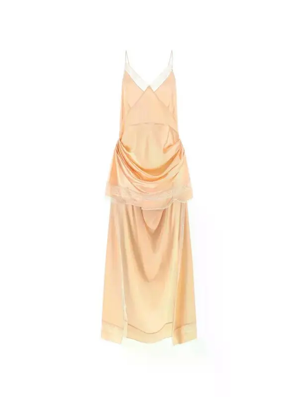 Magda Butrym Lace-trimmed Draped Silk Satin Dress - Orange