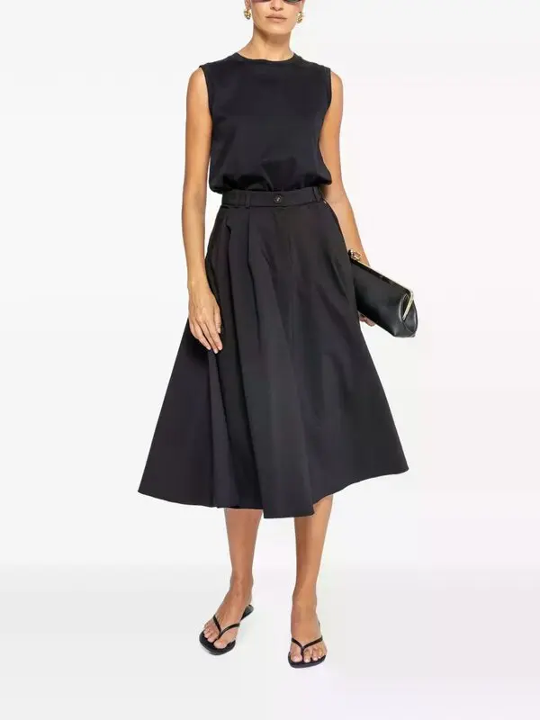 NISSA High-waisted Pleated Cotton Midi Skirt