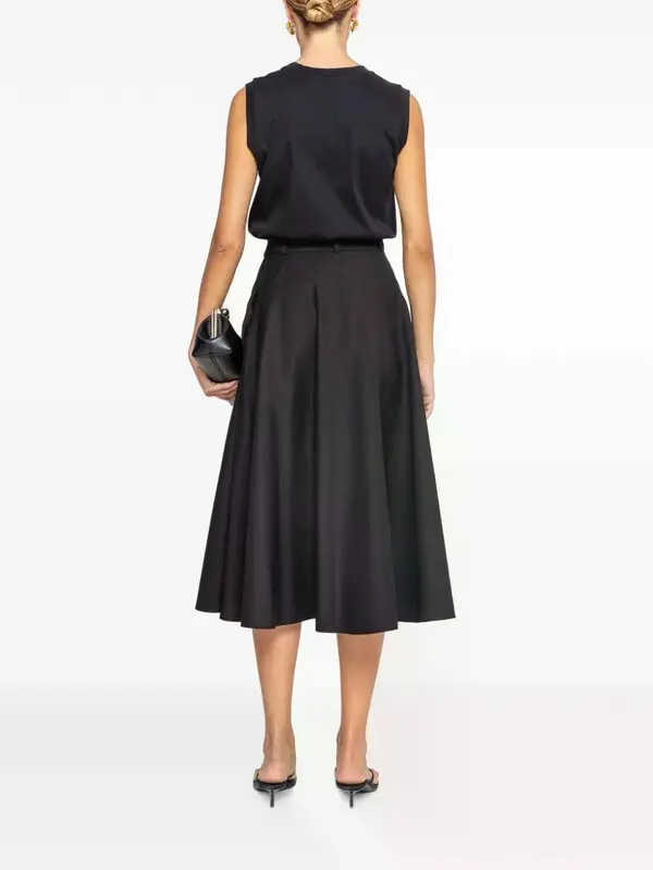 NISSA High-waisted Pleated Cotton Midi Skirt