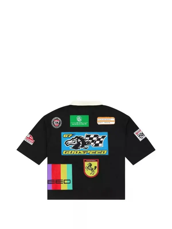 GODSPEED Logo-patch Quarter-zip Polo Shirt - Black