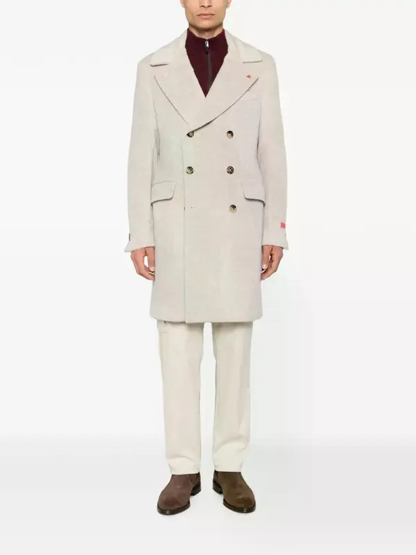 Isaia Double-breasted Coat With Notched Lapels