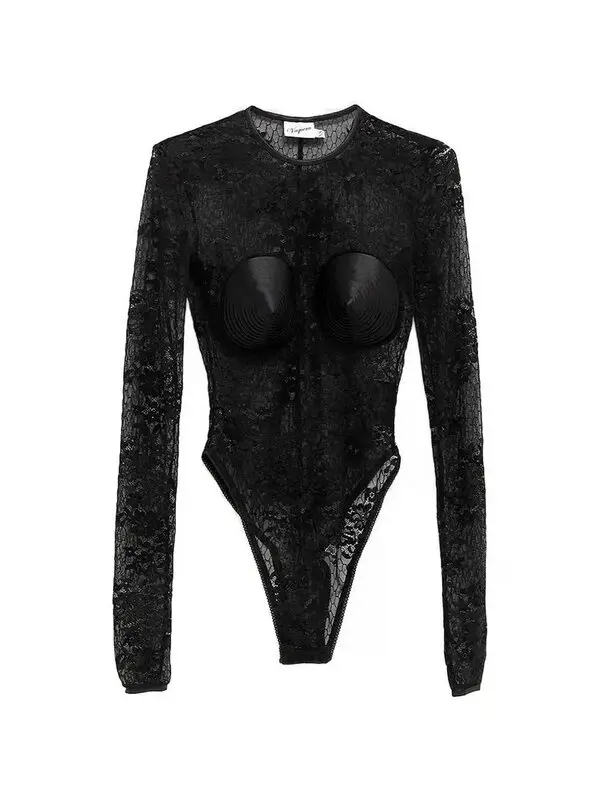 Vaquera Lace Cone-cup Bodysuit - Black