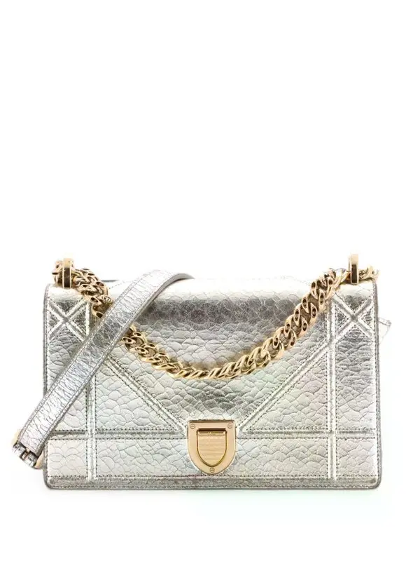 Dior Diorama Flap Bag Crackled Deerskin Small Shoulder Bag - Metallic