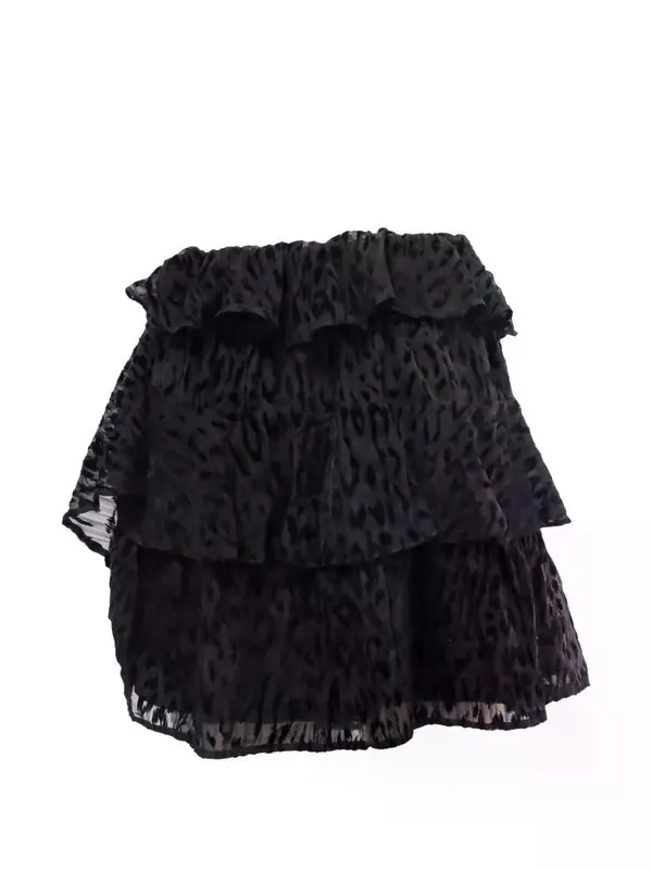 IRO PARIS Leopard-flocked Tiered Mini Skirt