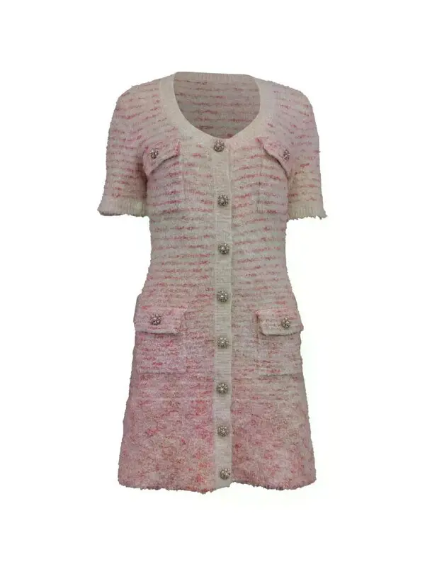 SELF-PORTRAIT Tweed Embellished Dress - Neutrals