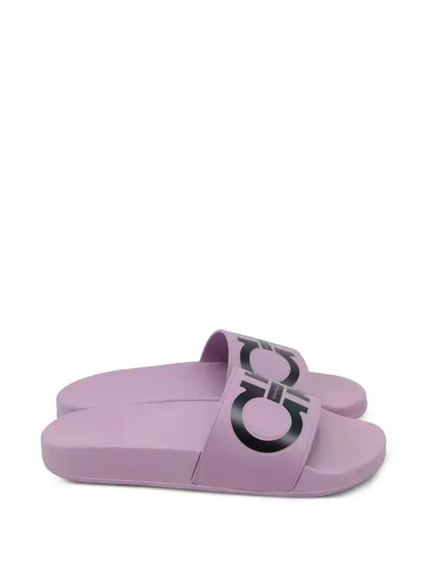 FERRAGAMO Groovy Gancini Slide Sandals - Purple