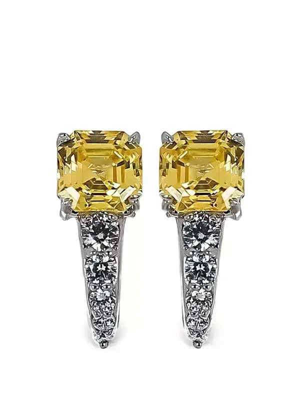 FANTASIA BY DESERIO Square-cut Cubic Zirconia Earrings - Silver