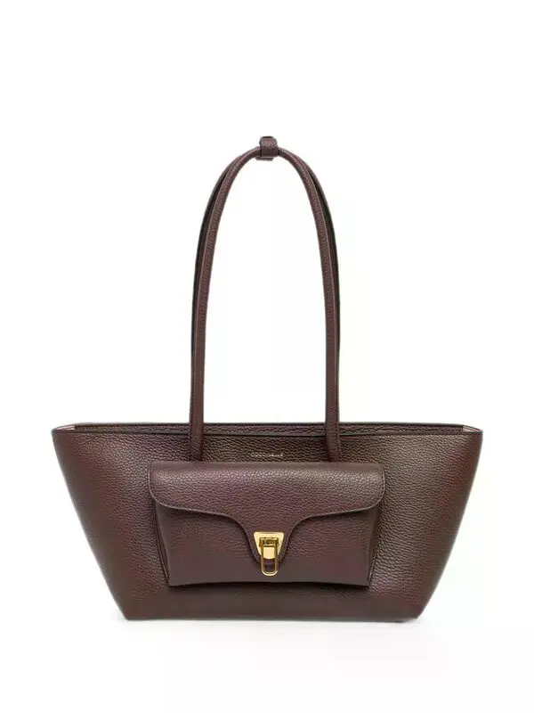 COCCINELLE Double Beat Leather Front-pocket Tote Bag - Red