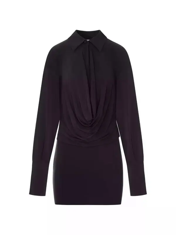 Andamane Lilia Draped-detail Pointed-collar Dress - Black