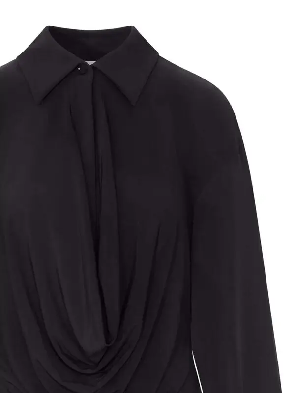 Andamane The Attico Lilia Draped Detail Pointed Collar Dress - Black