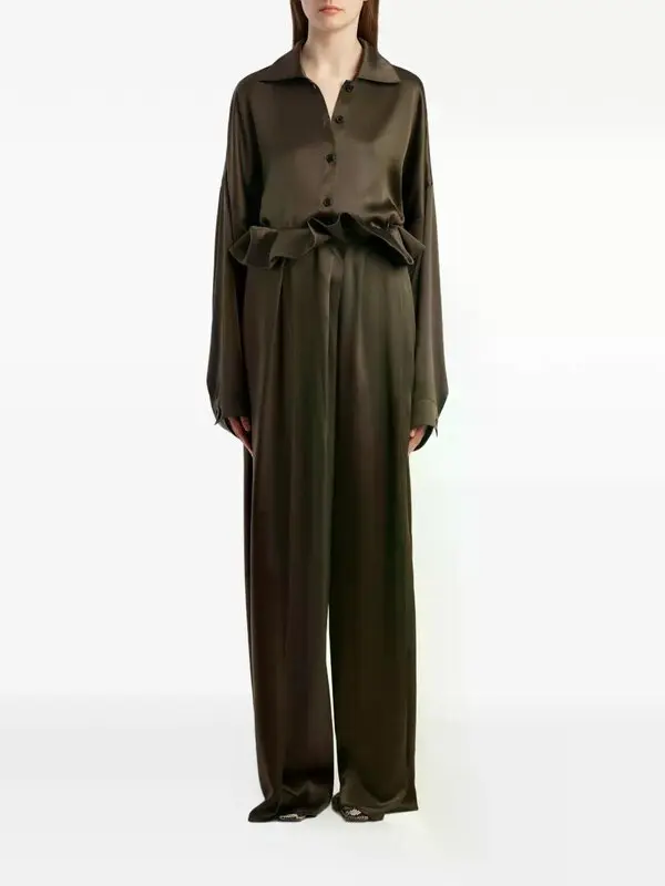 Khaite Bodine Satin Shirt - Brown
