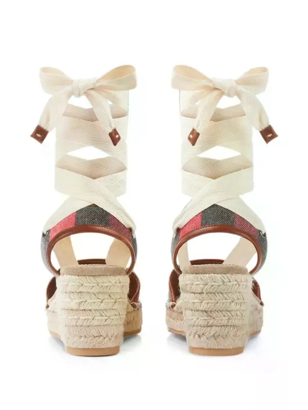 Versace Lola Striped Wedge Espadrille Sandals