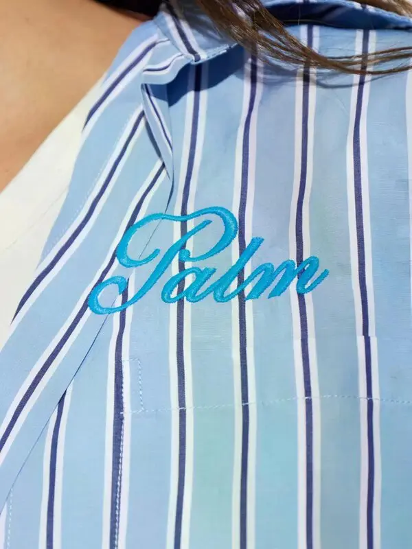 Palm Angels Striped Embroidered-logo Shirt | | Hn