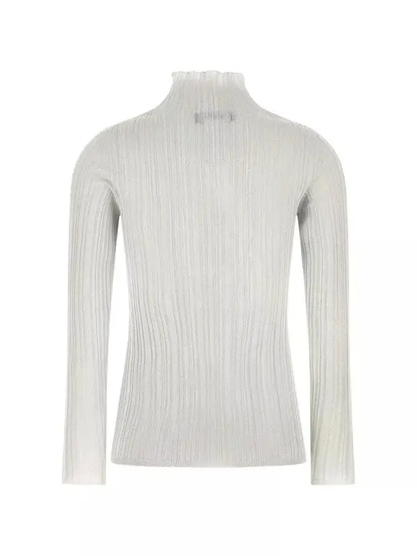 Fabiana Filippi Ribbed Mock Neck Metallic Sweater - White