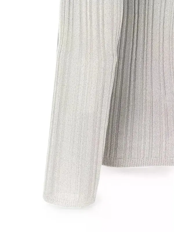 Fabiana Filippi Ribbed Mock Neck Metallic Sweater - White