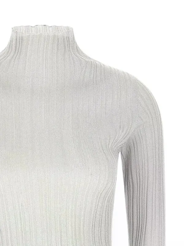 Fabiana Filippi Ribbed Mock Neck Metallic Sweater - White