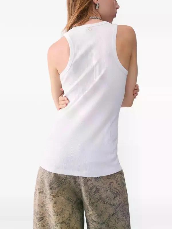Liu Jo Embellished Cropped Ribbed Tank
