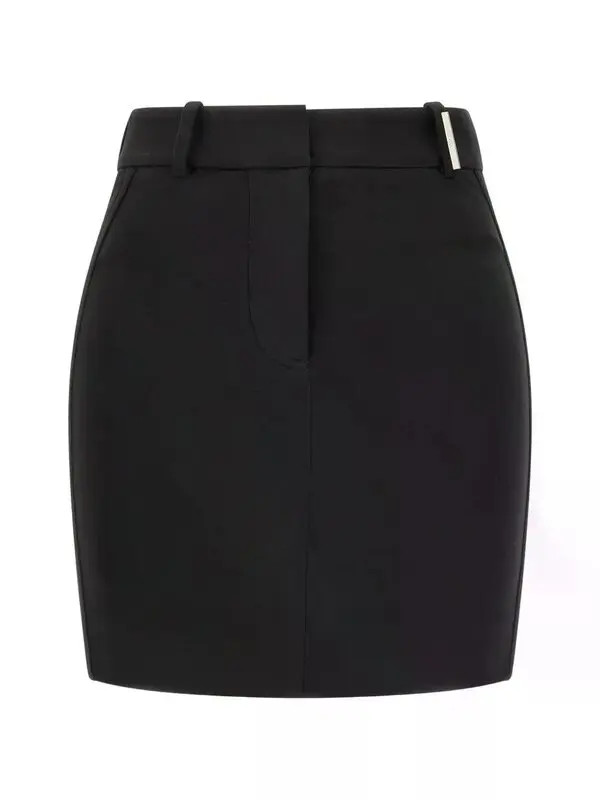 Attico Metal-plate Logo-embroidered Mini Skirt - Black