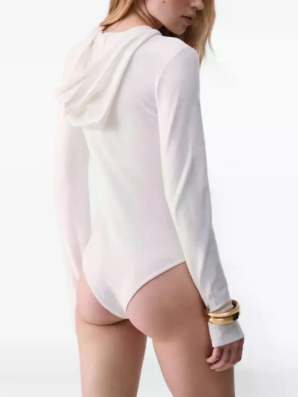 Liu Jo Hooded Knit Bodysuit With Sequined Logo