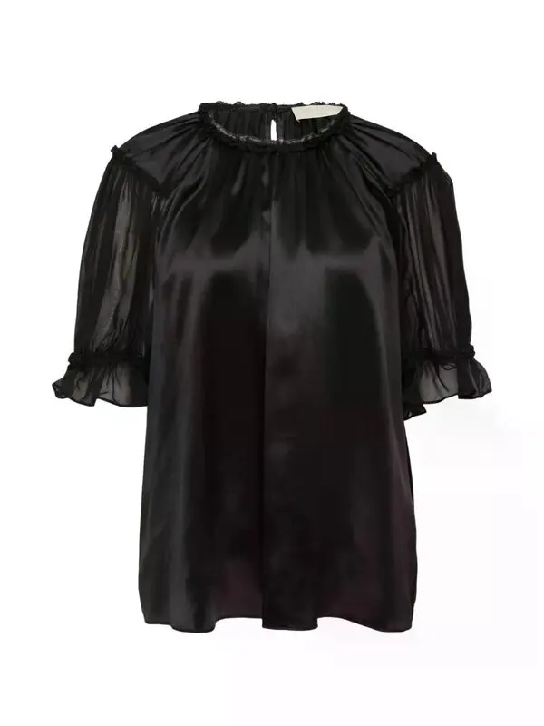 Ulla Johnson Alina Ruffled-details Silk Blouse - Black