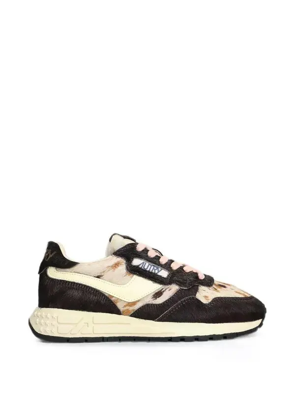 AUTRY Reelwind Low Animal-print Calf-hair Sneakers - Brown