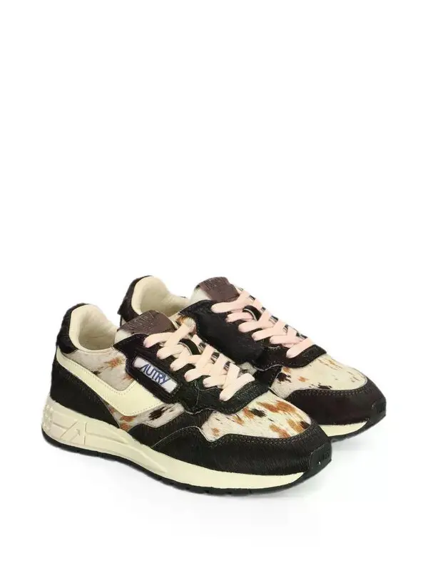 AUTRY Reelwind Low Animal-print Calf-hair Sneakers - Brown