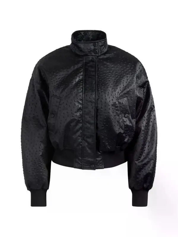 Elisabetta Franchi Ostrich-effect Bomber Jacket - Black