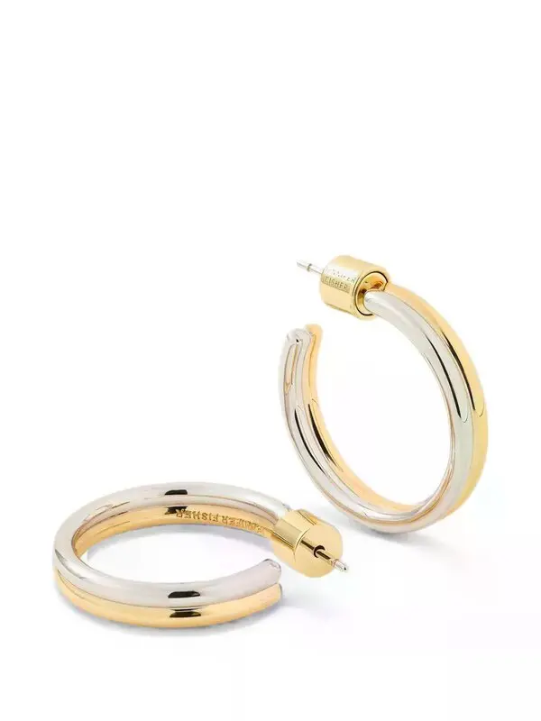 JENNIFER FISHER Two Tone Thread Hoop Earrings - Gold