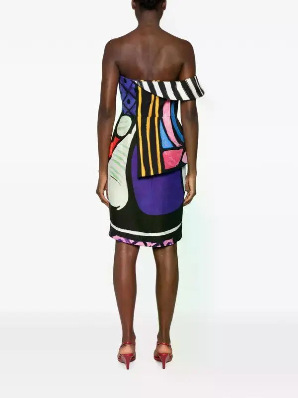 Moschino Abstract-print Ruffled Dress