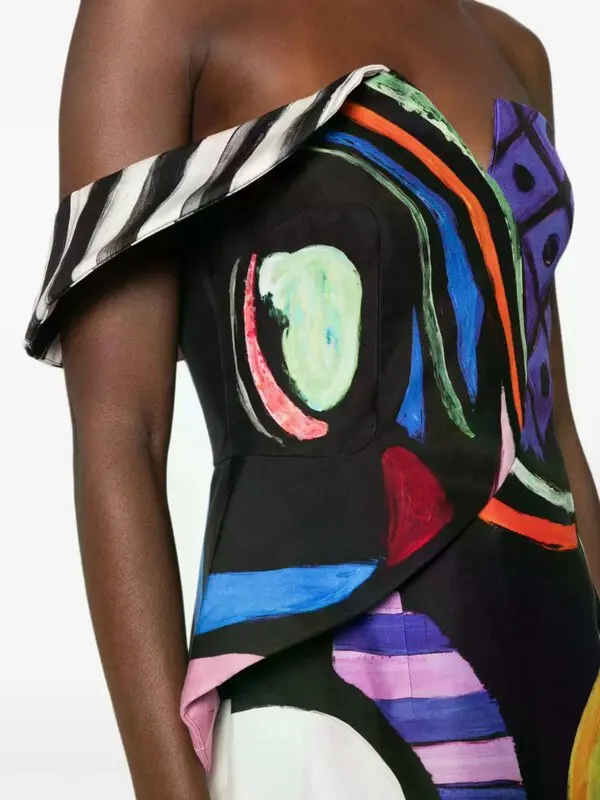 Moschino Abstract-print Ruffled Dress
