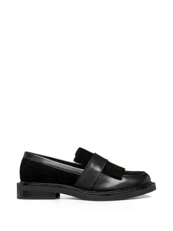 Geox Fringed Panelled Loafers - Black