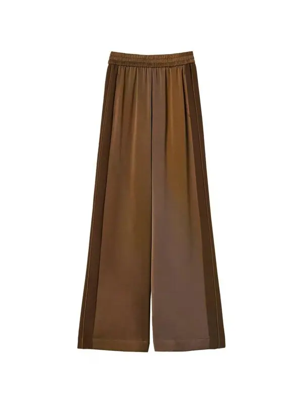 TWINSET Envers Satin Palazzo Trousers - Brown