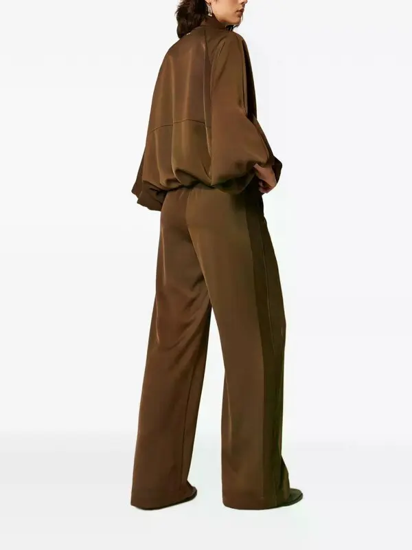 TWINSET Envers Satin Palazzo Trousers - Brown