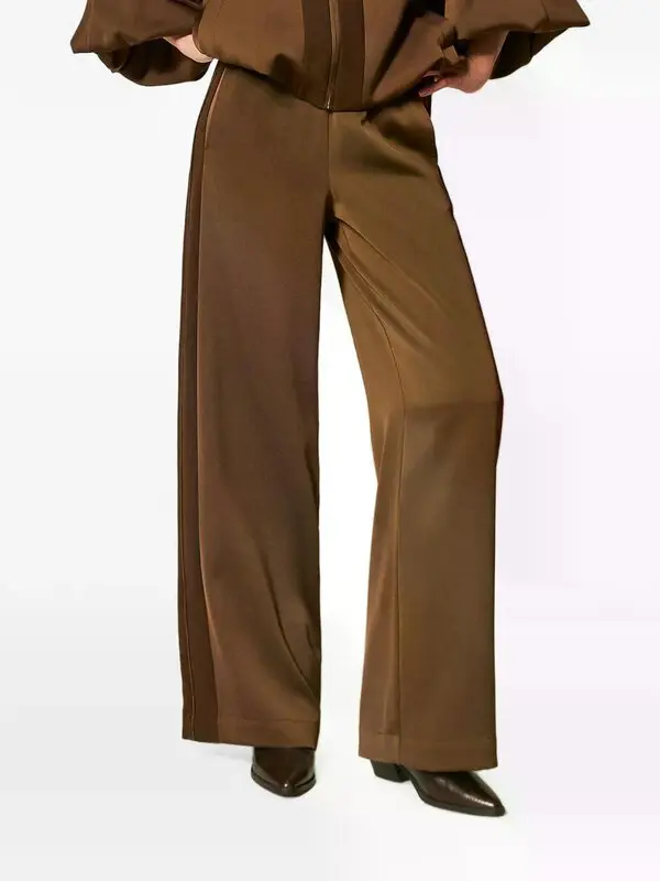 TWINSET Envers Satin Palazzo Trousers - Brown