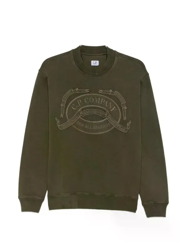 C.P. COMPANY Logo-embroidered Crew-neck Sweatshirt - Green